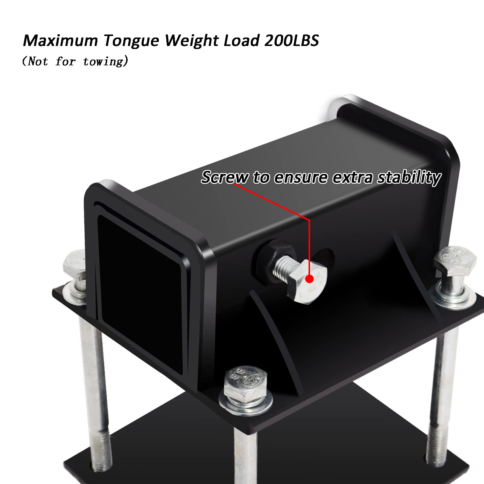 RV Bumper Hitch Receiver 2 inch Fits for 4-4.5 inches Bumper Trailer Cargo Carrier Bike Racks