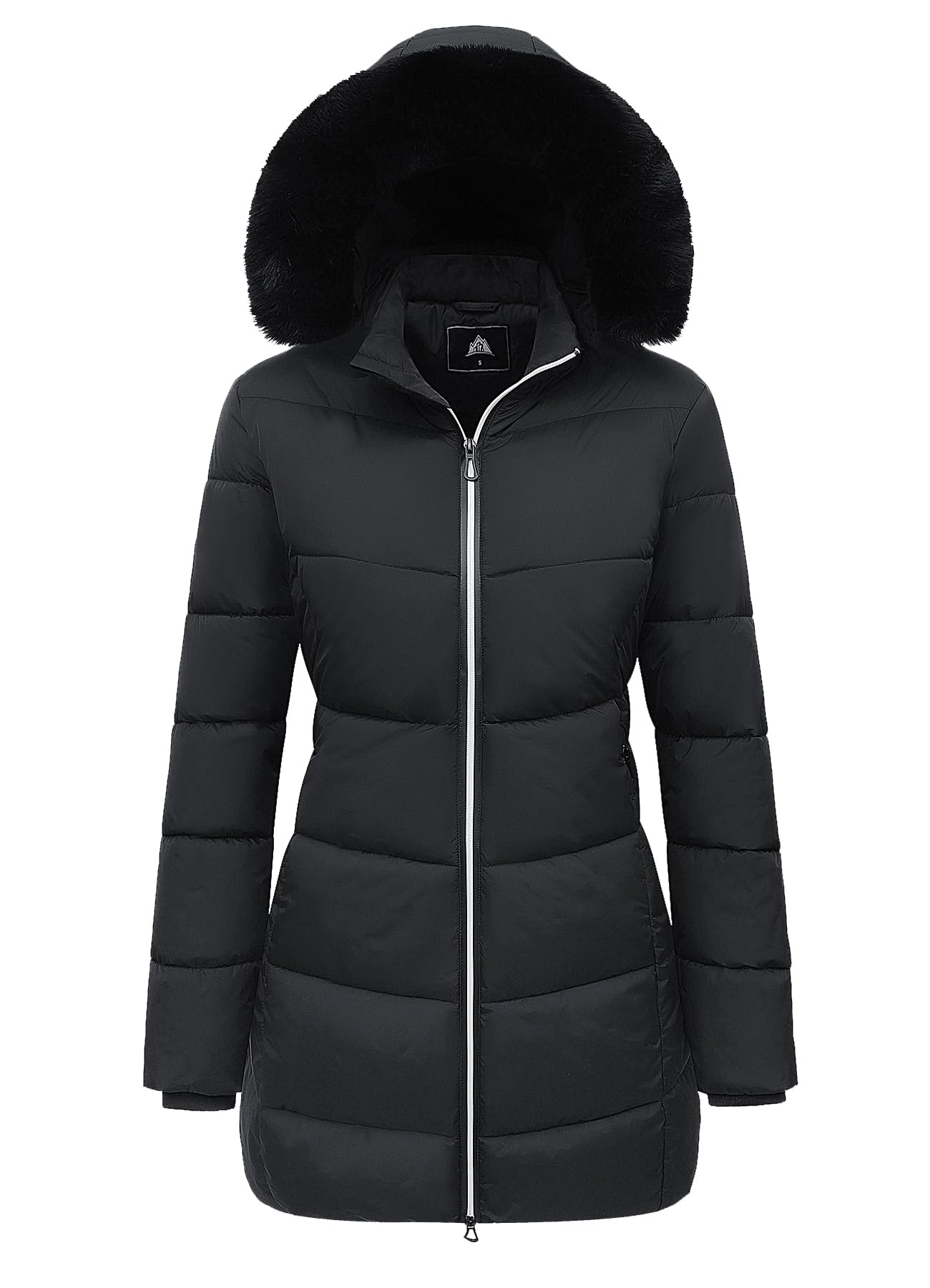 MOERDENG Women's Winter Windproof Warm Down Coats Waterproof Thicken Hooded fashions Puffer Jacket Black 01-XL