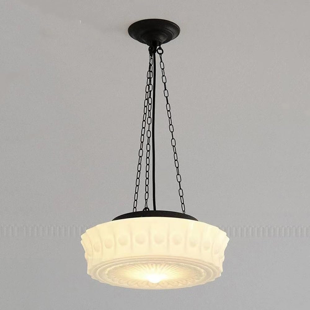 OQHAIR French Minimalist Glass Chandelier Retro Creative Wrought Iron Pendent Lamp Home Bedroom Bedside Restaurant Porch Suspended Chandelier LED Variable Light Indoor Lighting