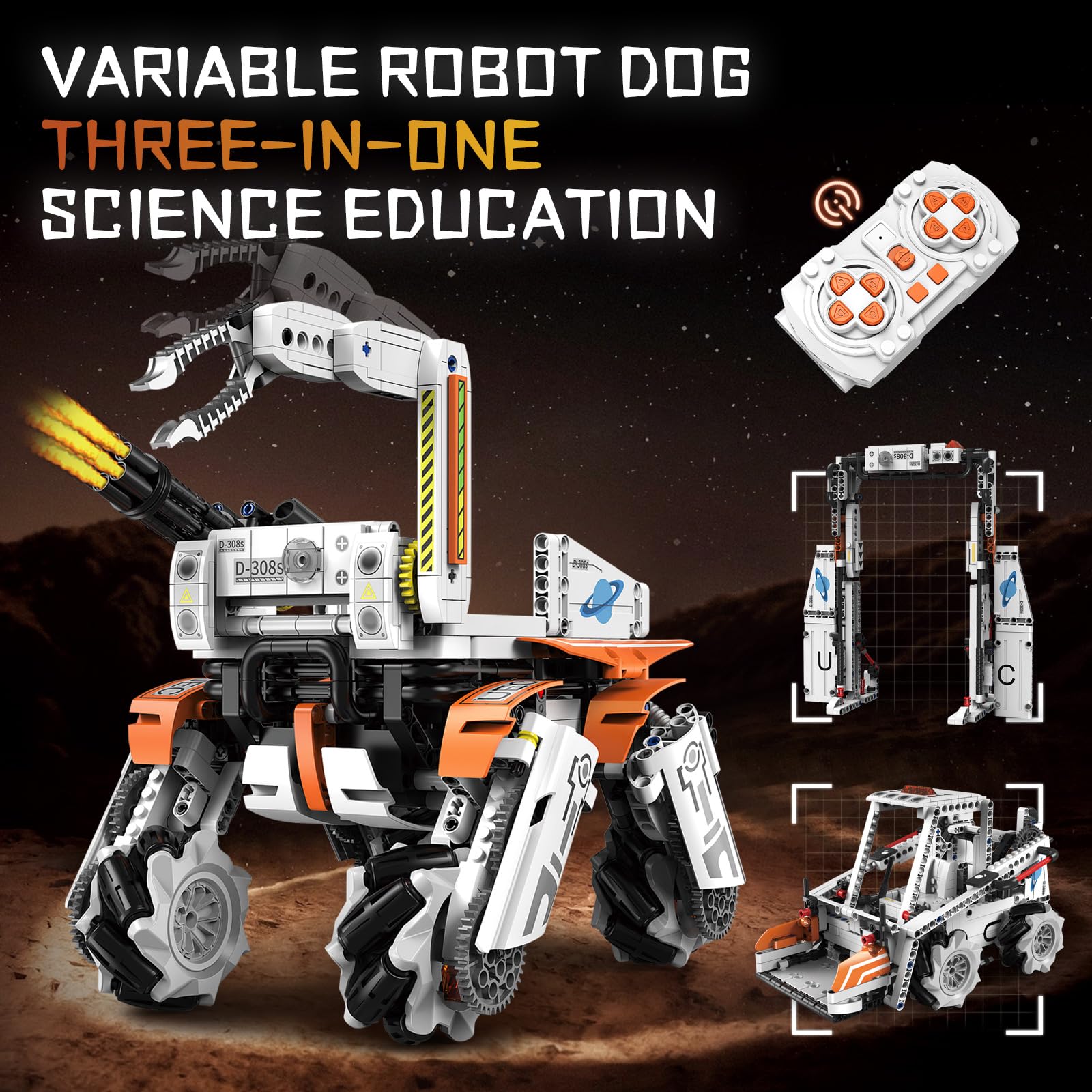 LEPANDA 3 in 1 Remote & APP Control Robotic Dog, STEM Robot Building Kit, RC Toy for Kids Science Learning, DIY Educational Gift Set for Age 8 + Boys & Girls