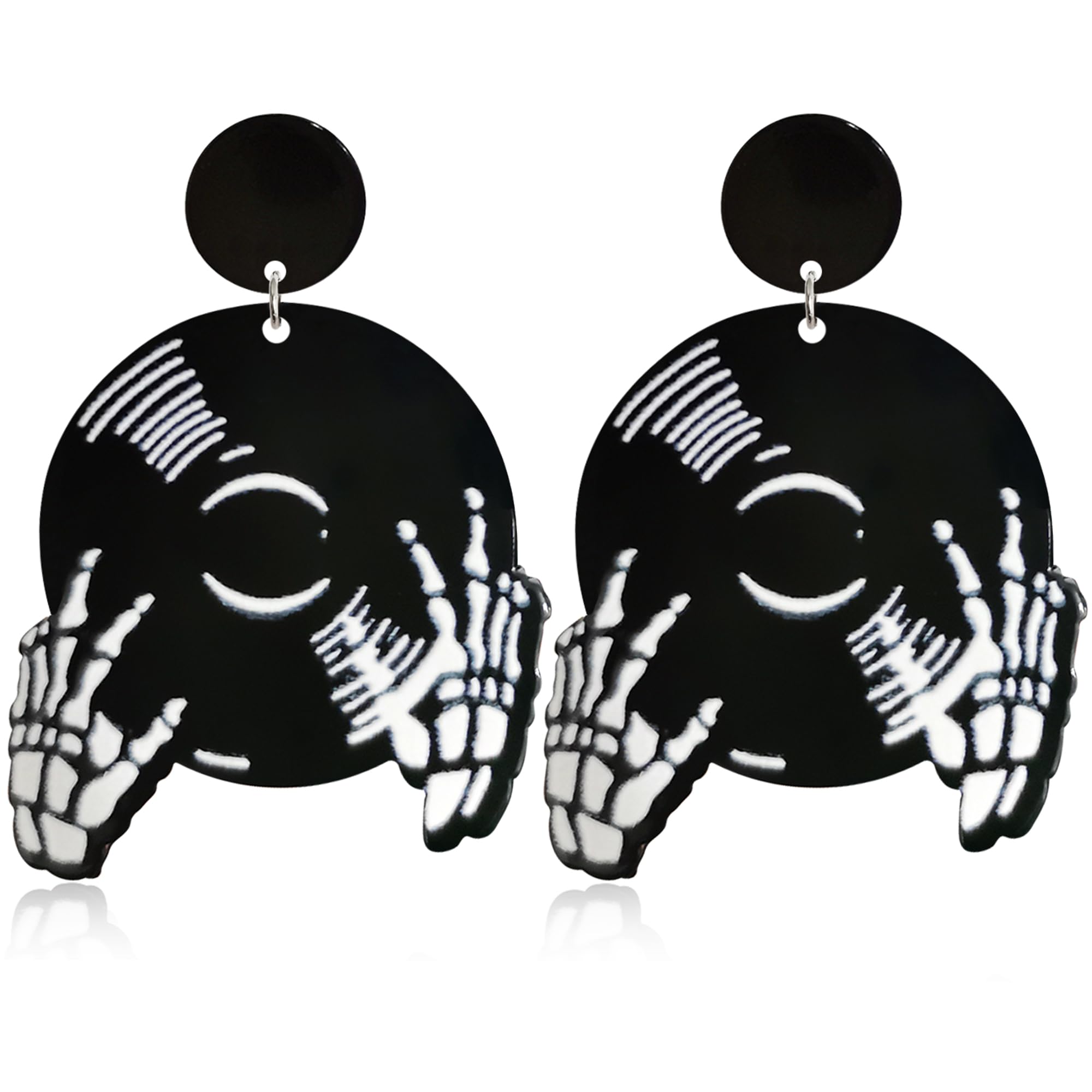Unique Handmade Old School Vinyl Records Dangle Earrings for Women 1950's Rock 'N' Roll Women's Vinyl Record Stud Earrings for Retro 60's 70s Disco Party Statement Halloween Jewelry (Black)