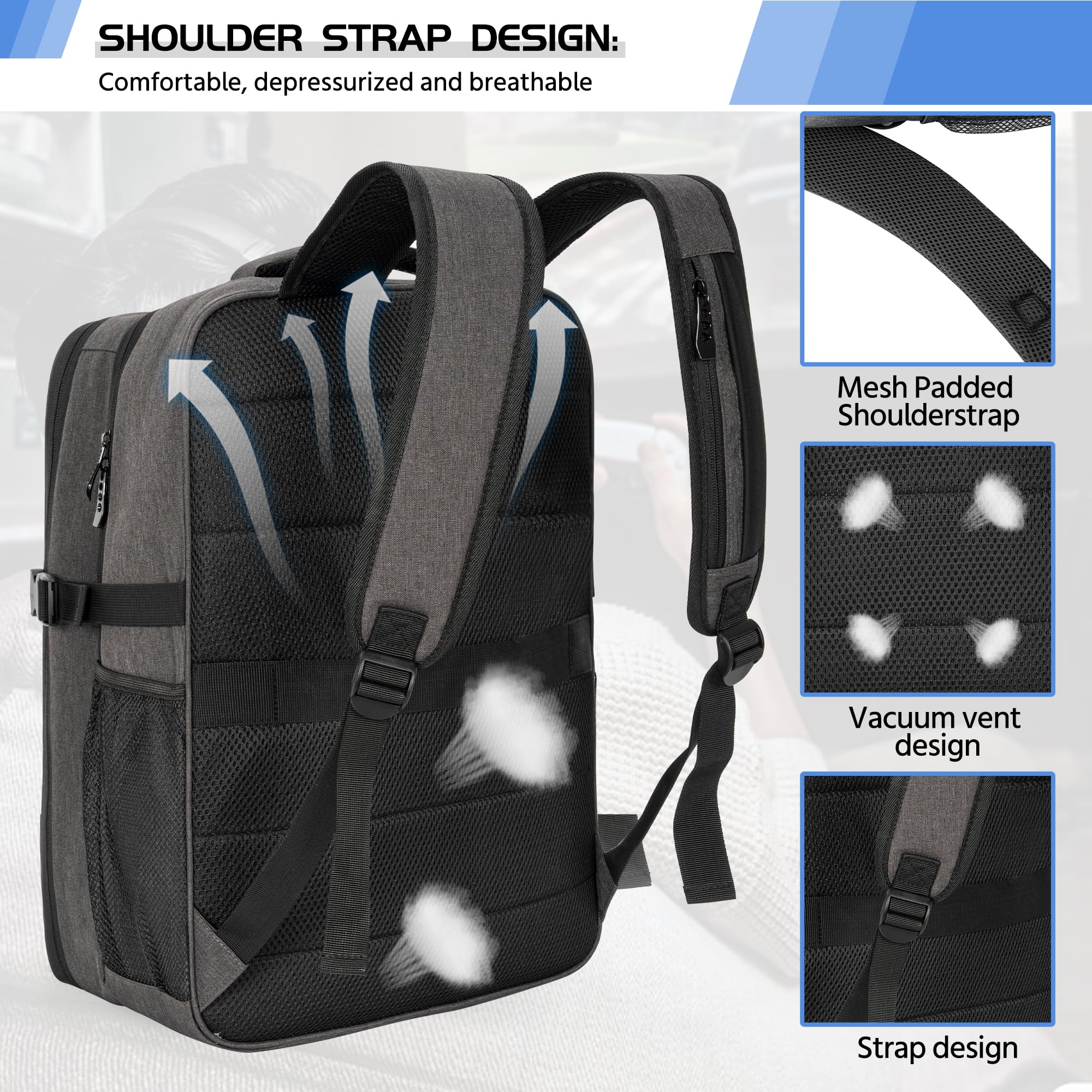 AKOZLIN Travel Gaming Console Backpack Compatible with Play Stantion 5 4 PS5/PS4/PS4 Pro/PS4 Slim/Xbox One X S Black With Pocket for Phone