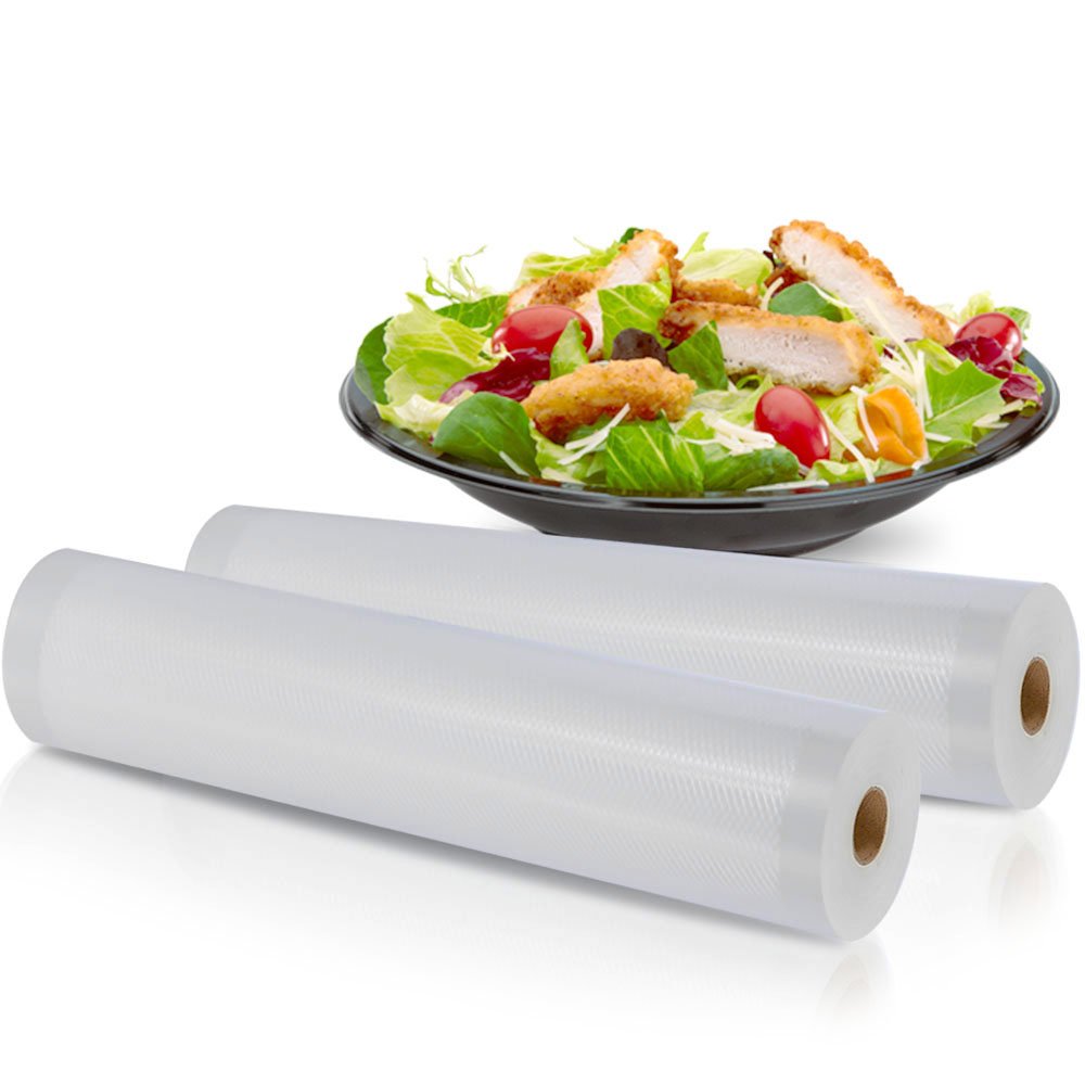 NutriChef Automatic Vacuum Air Sealing System Preservation & Sealer Bags 11x50 Rolls 2 pack 8x50 for Food Saver Black 12 in