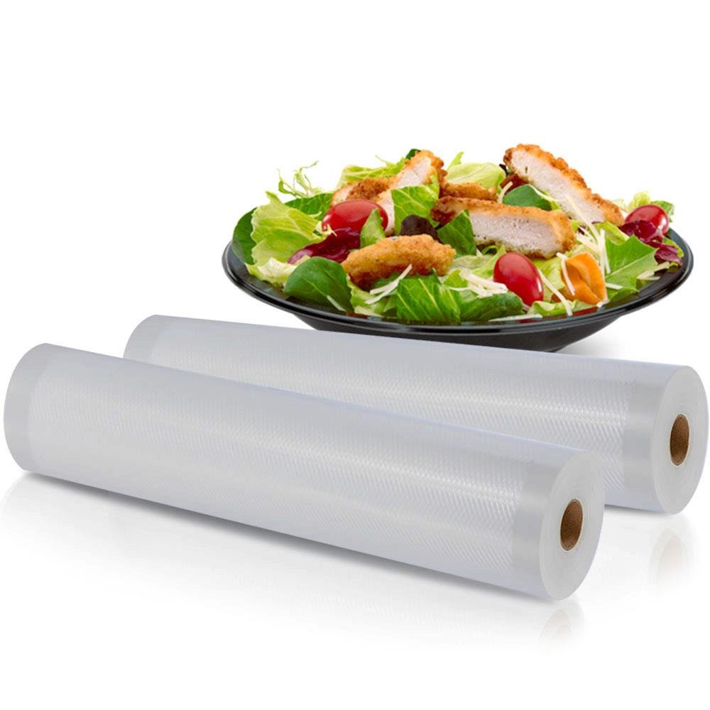 NutriChef Automatic Vacuum Air Sealing System Preservation & Sealer Bags 11x50 Rolls 2 pack 8x50 for Food Saver Black 12 in