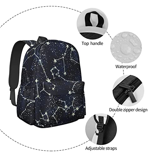 Glow in the dark constellations Adult Leisure Backpack Student Backpack Laptop Backpack For women men School Shoulder Bag Bookbag for Travel Daypack halloween decor