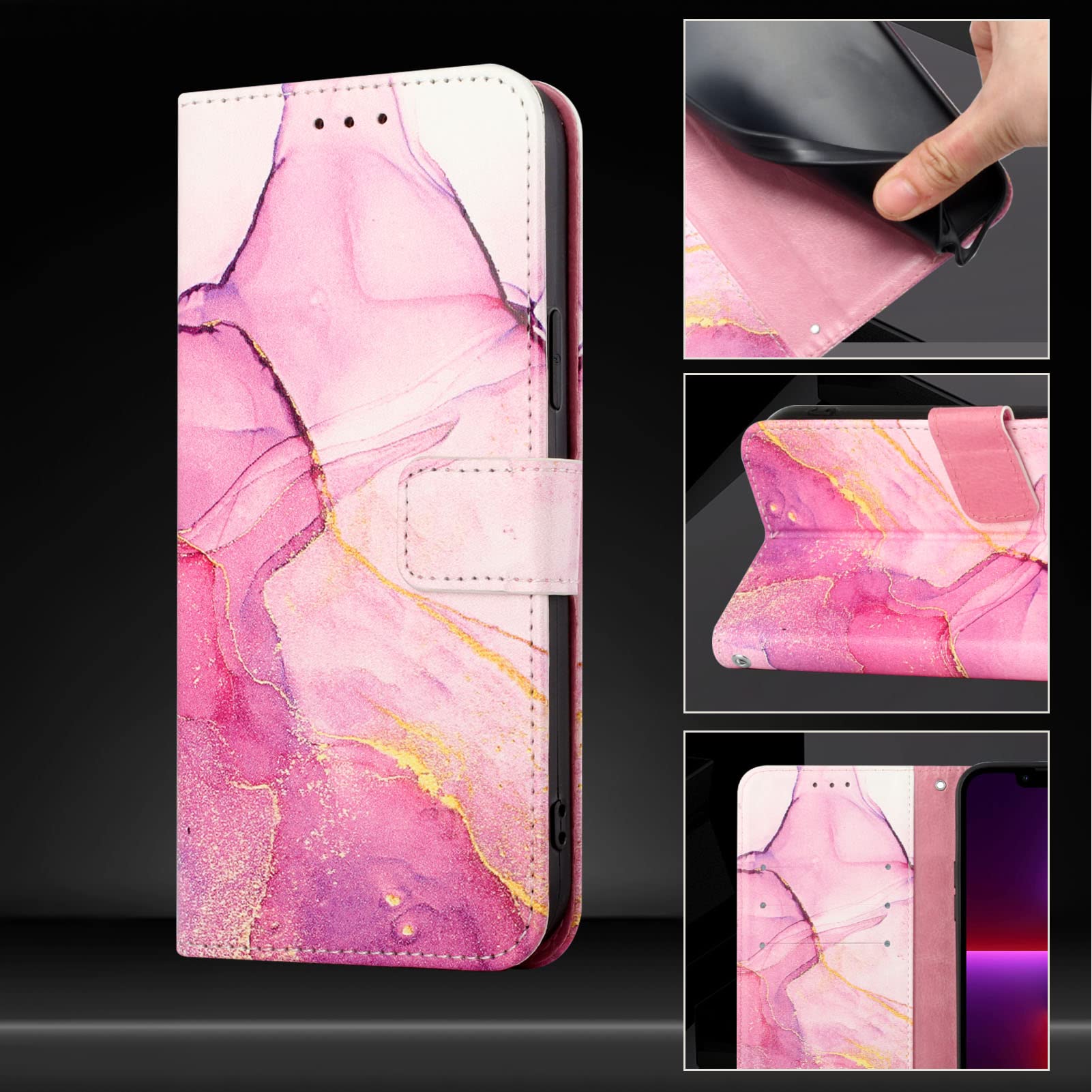 Case for Oppo Reno 6 Pro 5G Cover,Case for Oppo Reno6 Pro 5G PEPM00 CPH2249 PU Leather Flip Cover Stand Cases Cover Pink