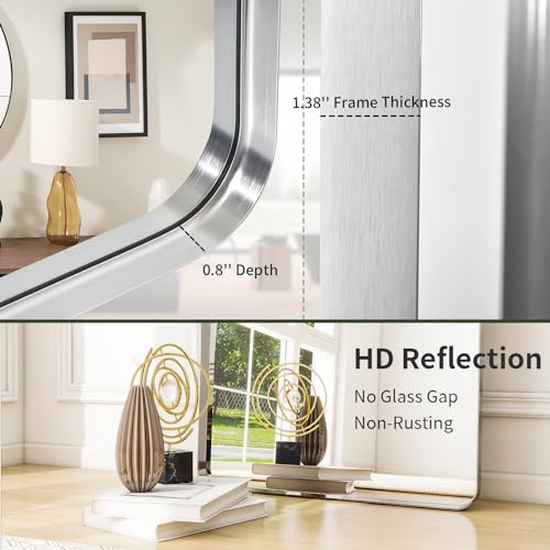 VooBang Full Length Mirror Deep Framed 21x64 Inch Floor Stand, Leaning or Dressing Modern Sleek and Chic Design Ideal for Bedroom, Closet, or Entryway Silver