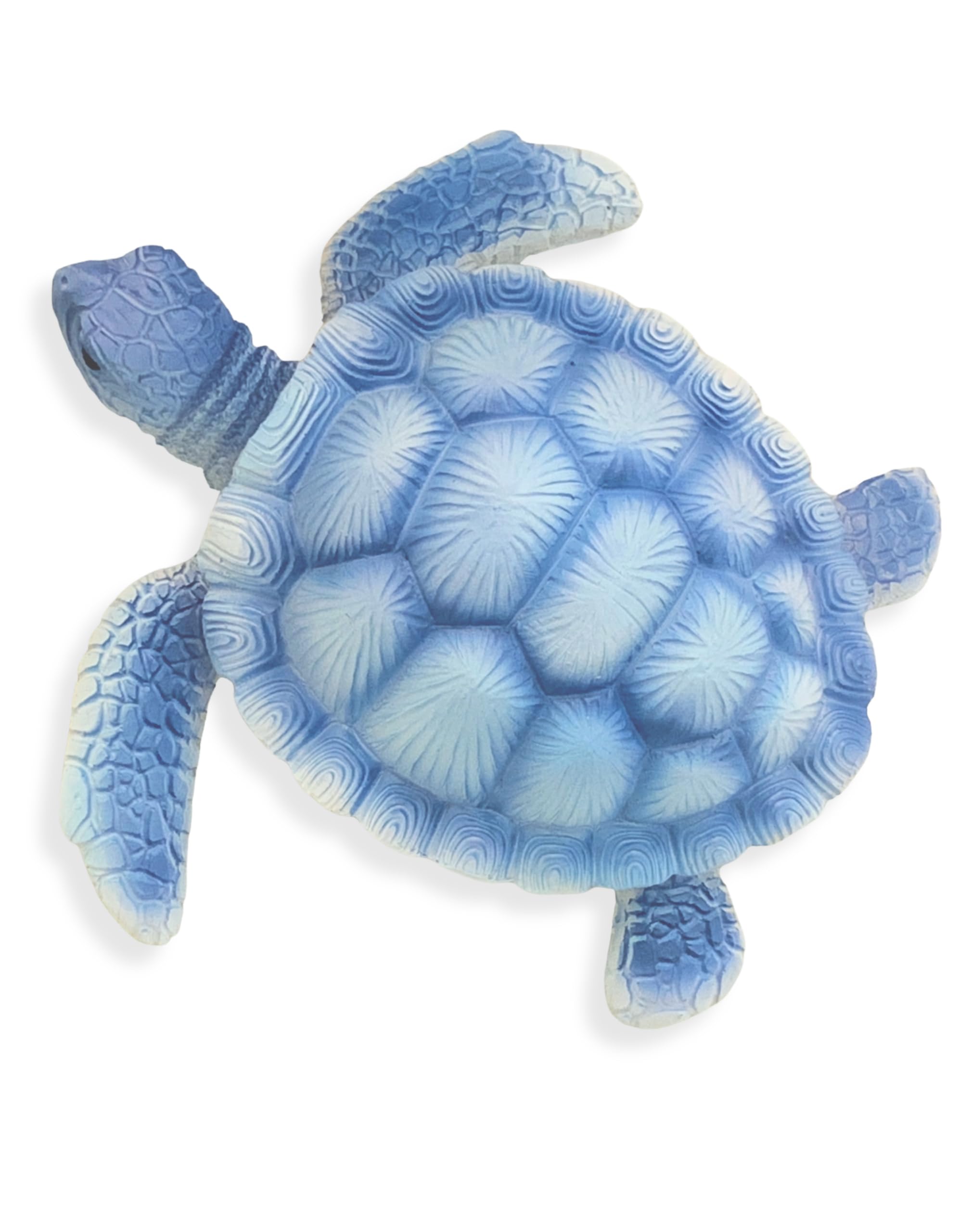 Evenchae Blue Sea Turtle Statue - Coastal Tabletop Figurine or Wall Sculpture - 5.75 in Long