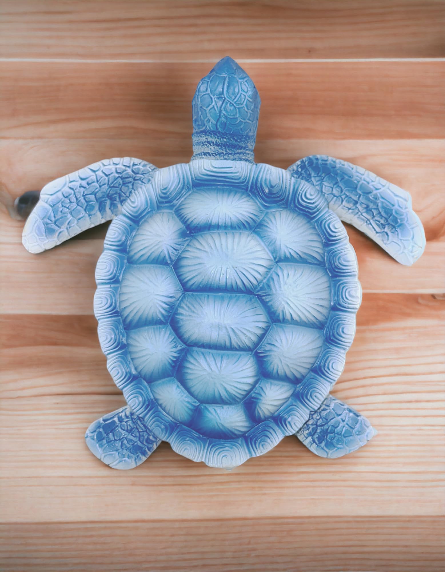 Evenchae Blue Sea Turtle Statue - Coastal Tabletop Figurine or Wall Sculpture - 5.75 in Long