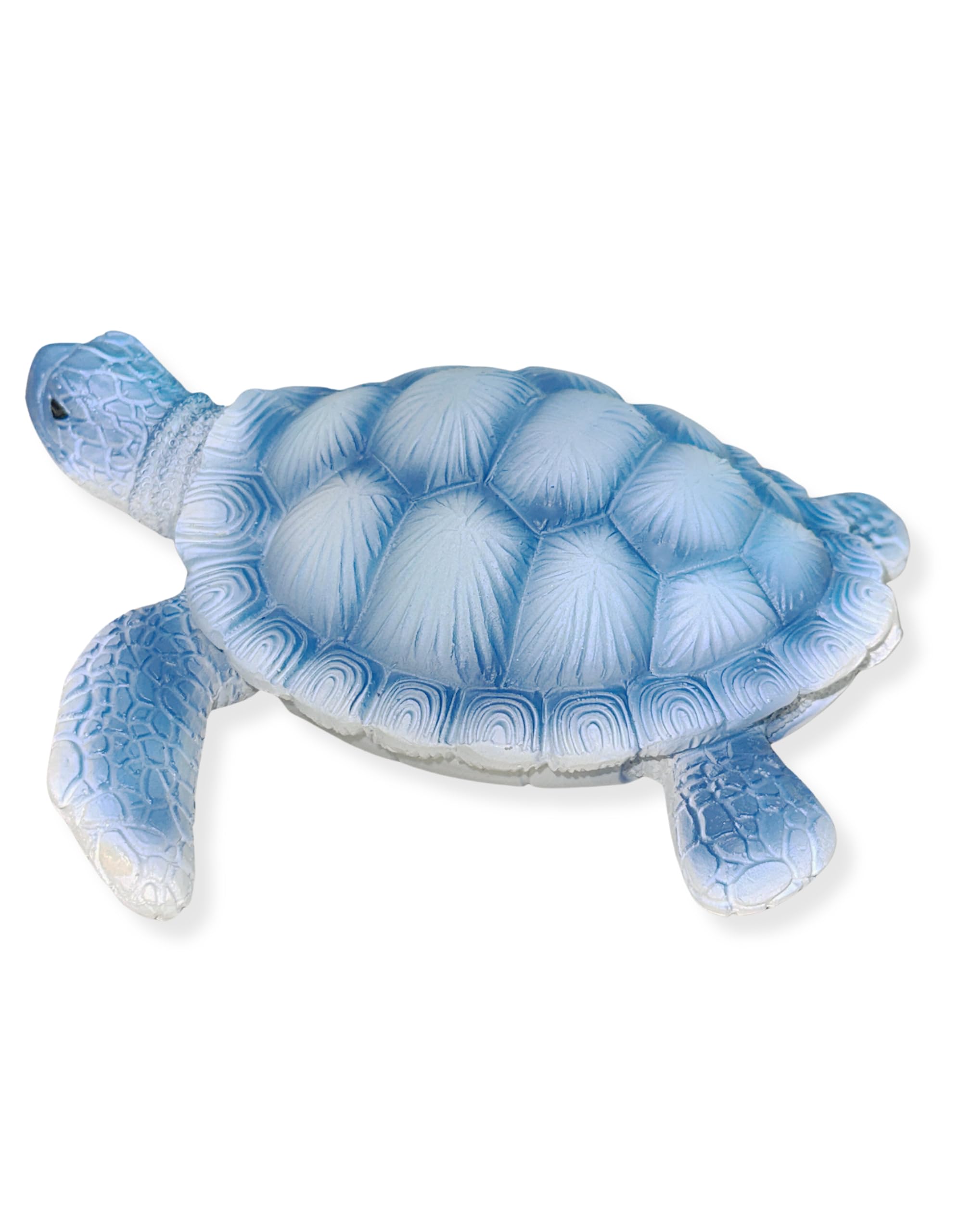 Evenchae Blue Sea Turtle Statue - Coastal Tabletop Figurine or Wall Sculpture - 5.75 in Long