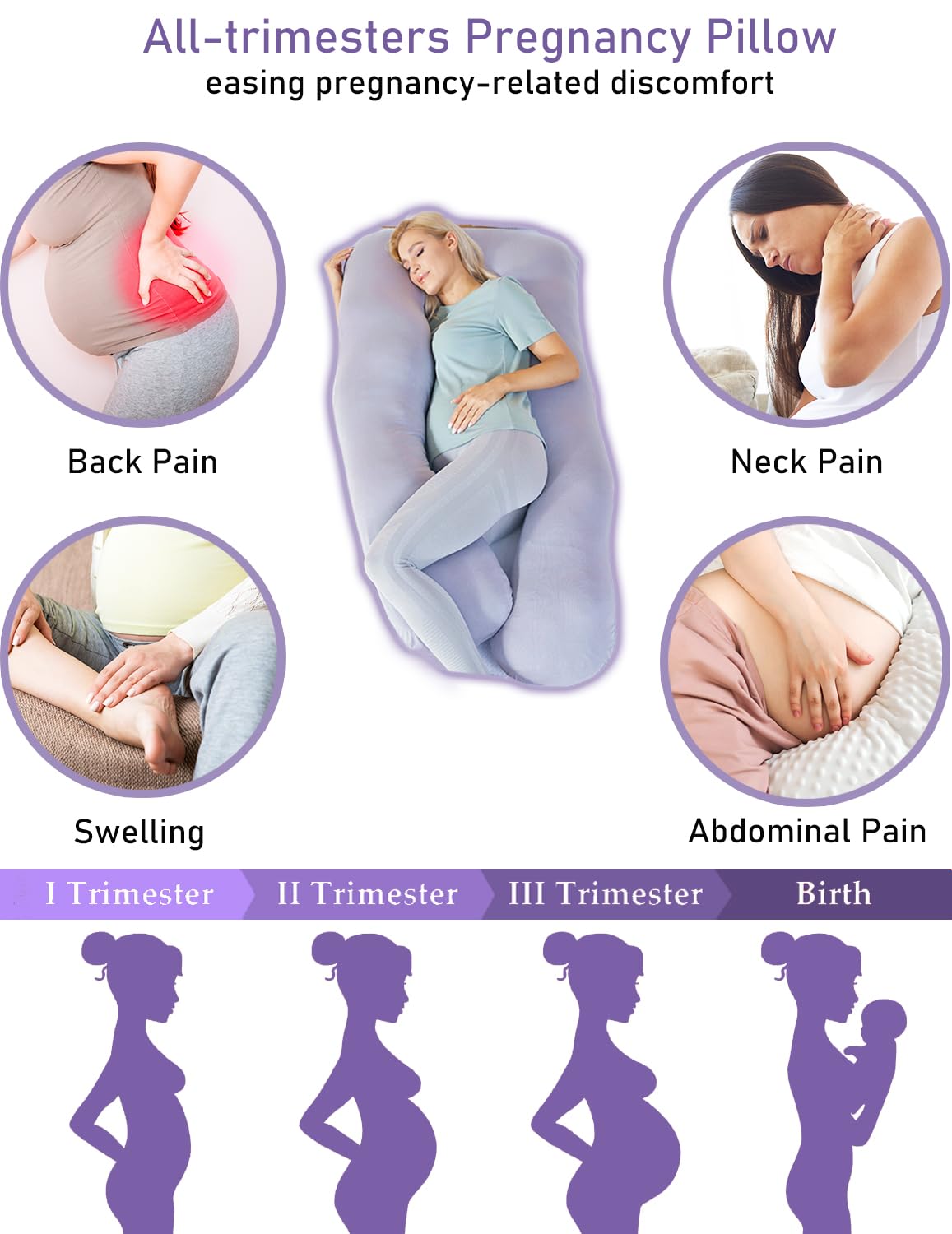 MISERRO Pregnancy Pillows for Sleeping Cooling, Bamboo Rayon Cotton Blend Pregnancy Pillow, Soft Full Body Maternity Pillow, Pregnancy Must Haves (Gray, 57inches)