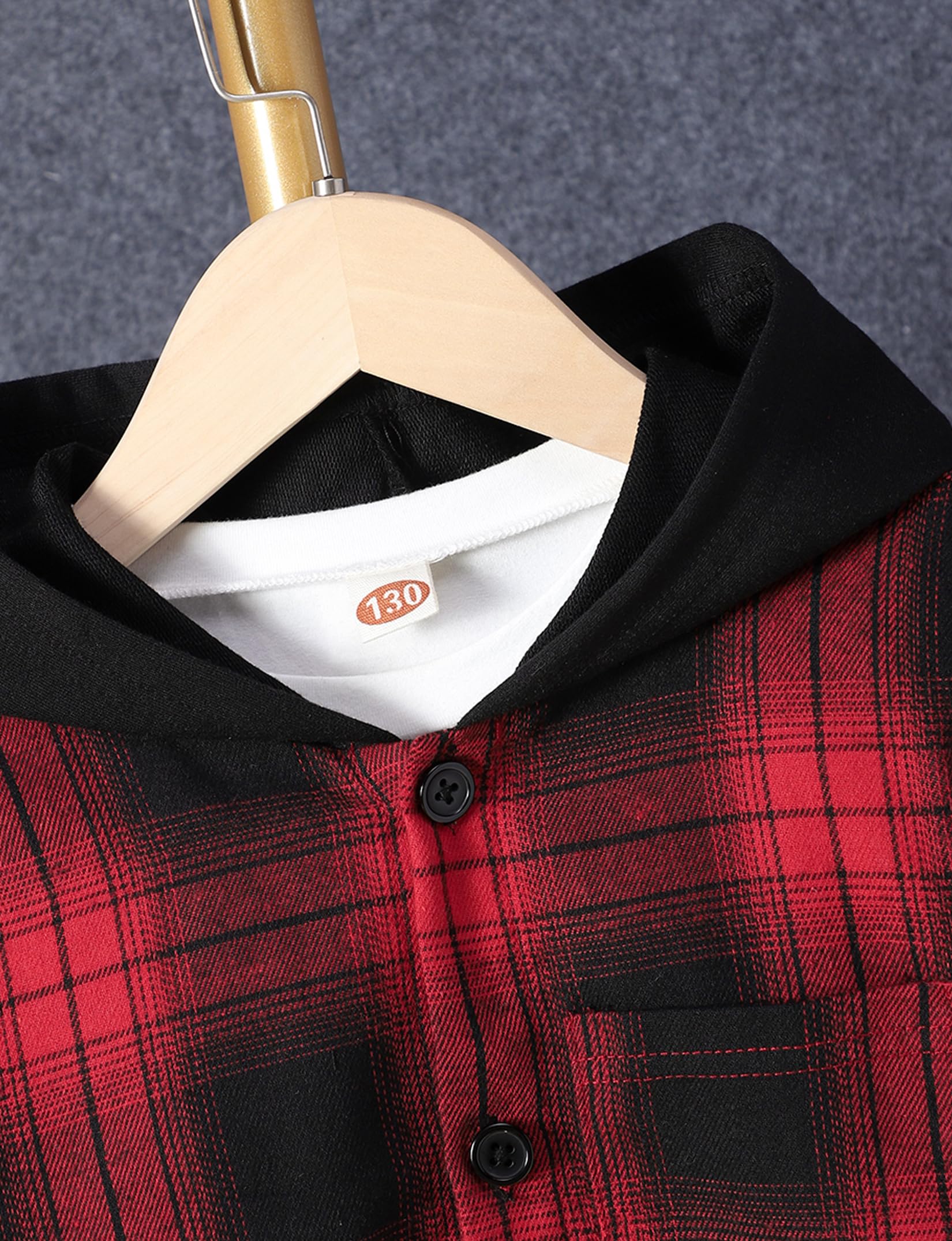 FERWANG Kids Toddler Boys 2 Piece Outfit Plaid Color Front Button Down Hoodie Sweatshirt and Jogger Sweatpants Sets