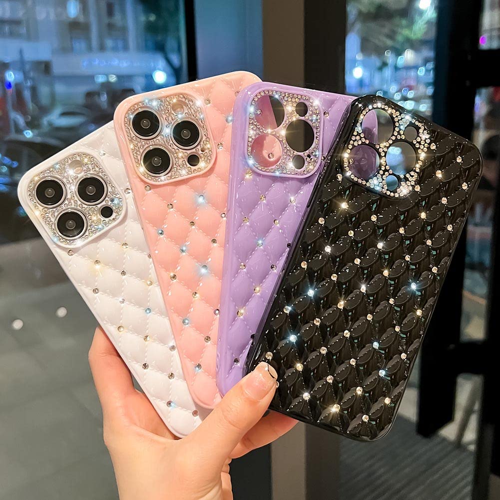 Kwhapoo Sparkly Compatible with iPhone 13 Case with Bling Diamond, Glitter Flexible TPU Slim Fit Slip-Resistant Camera Protection Cases for Women Girls 6.1"(White)