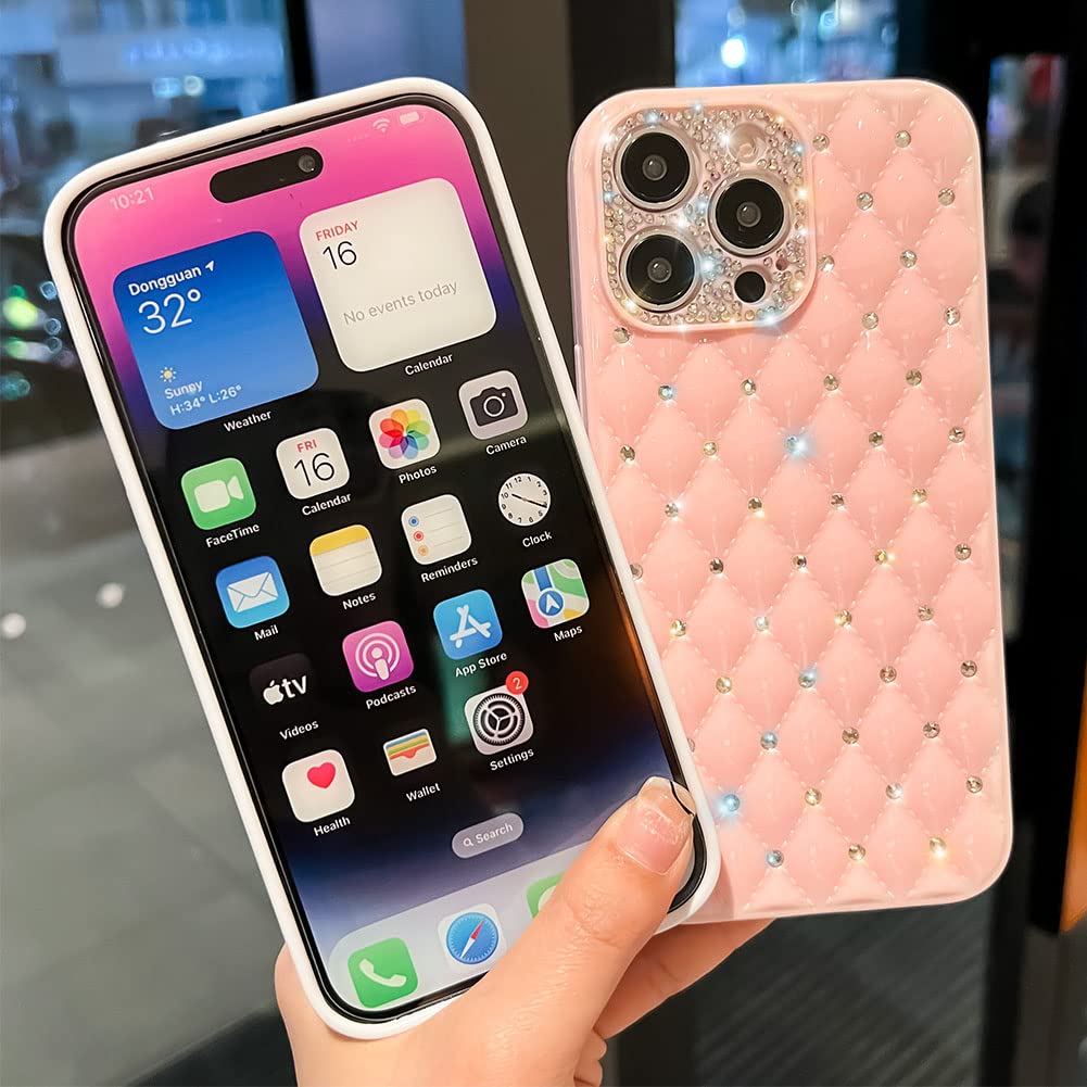 Kwhapoo Sparkly Compatible with iPhone 13 Case with Bling Diamond, Glitter Flexible TPU Slim Fit Slip-Resistant Camera Protection Cases for Women Girls 6.1"(White)