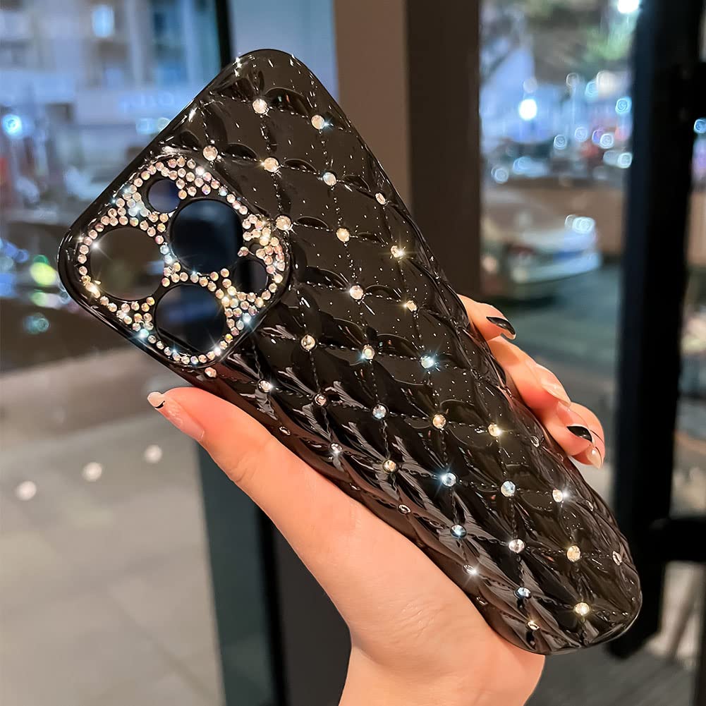 Kwhapoo Sparkly Compatible with iPhone 13 Case with Bling Diamond, Glitter Flexible TPU Slim Fit Slip-Resistant Camera Protection Cases for Women Girls 6.1"(White)
