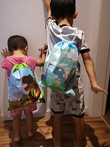 12 Dinosaur Draw String Pouch BACKPACK Bags, Party Bags, Dinosaur Goody Bags, Dinosaur Backpacks, Dino Carry-on Backpacks