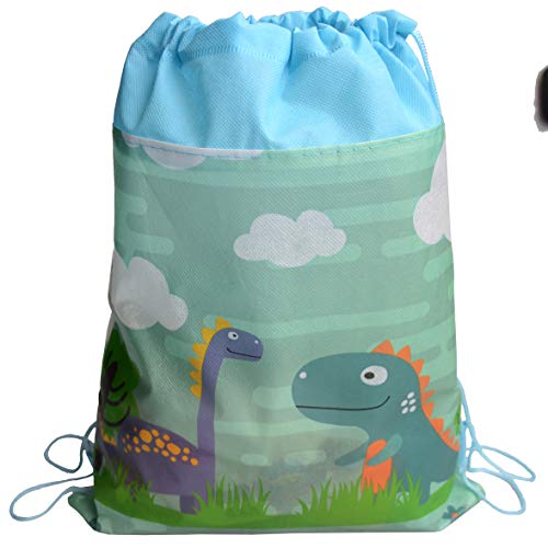 12 Dinosaur Draw String Pouch BACKPACK Bags, Party Bags, Dinosaur Goody Bags, Dinosaur Backpacks, Dino Carry-on Backpacks