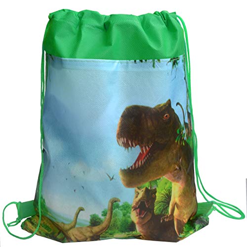 12 Dinosaur Draw String Pouch BACKPACK Bags, Party Bags, Dinosaur Goody Bags, Dinosaur Backpacks, Dino Carry-on Backpacks