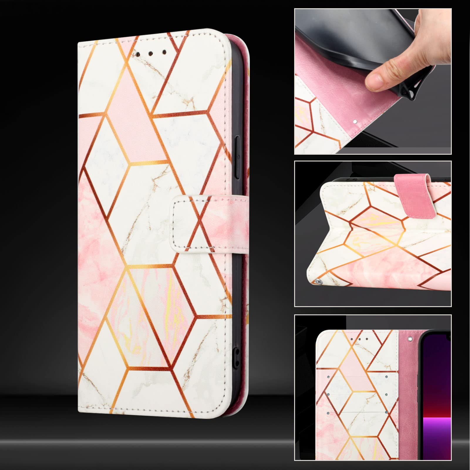 Case for Oppo Reno 6 Pro 5G Cover,Case for Oppo Reno6 Pro 5G PEPM00 CPH2249 PU Leather Flip Cover Stand Cases Cover Gold