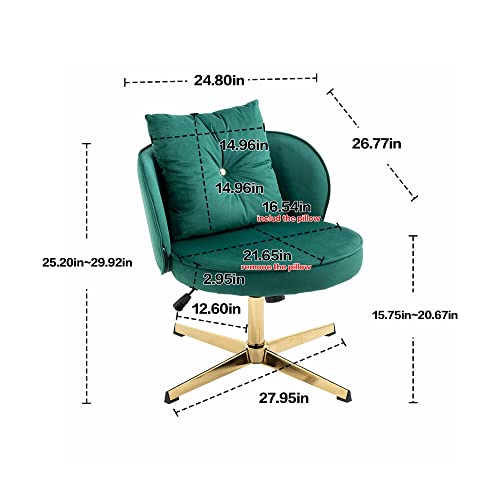 Swivel Shell Office Chair, Home Office Desk Chair, Modern Adjustable Computer Executive Chair with Wheels and Lumbar Support, Swivel Task Chair for Small Space, Living Room, Make-up, Studying, Green