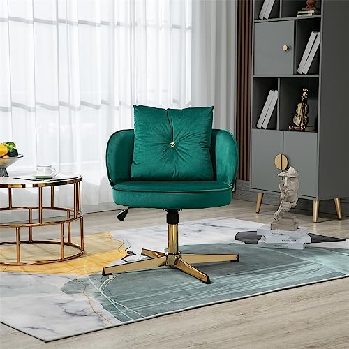 Swivel Shell Office Chair, Home Office Desk Chair, Modern Adjustable Computer Executive Chair with Wheels and Lumbar Support, Swivel Task Chair for Small Space, Living Room, Make-up, Studying, Green