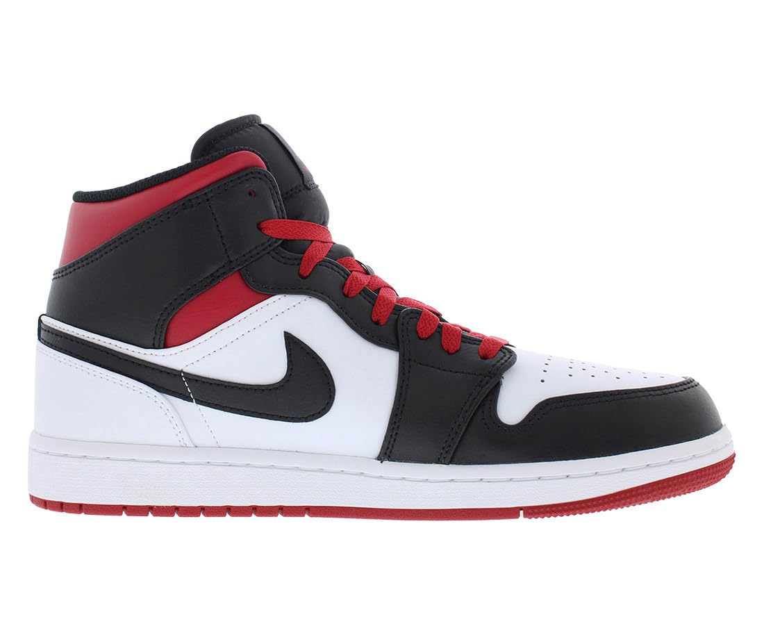 Jordan Mens Air 1 Mid Gym Red Black Toe - White/Gym Red-Black - Size 10.5