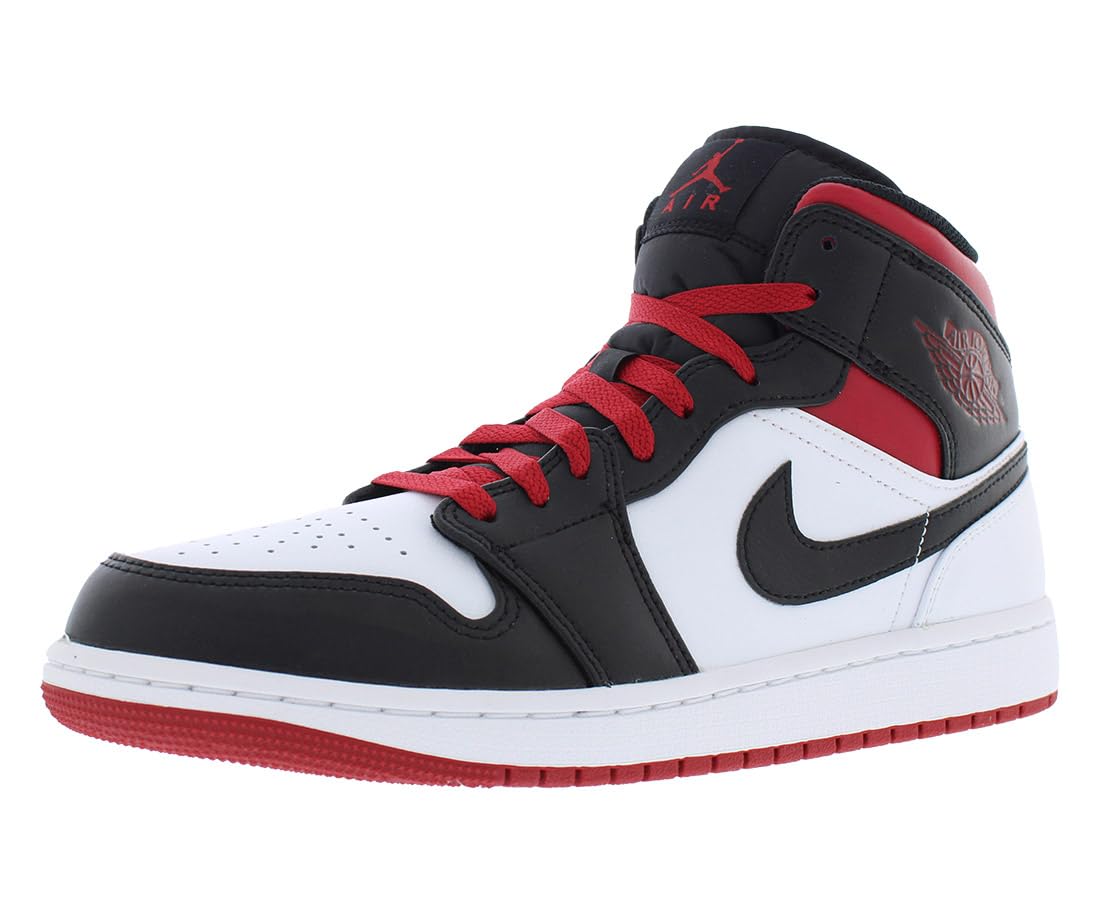 Jordan Mens Air 1 Mid Gym Red Black Toe - White/Gym Red-Black - Size 10.5
