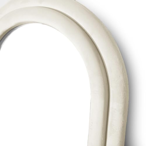 AyeWish Floor Mirror, Arched Full Length Mirror, Arched Mirror, Standing Mirror, Tall Mirror, Wall Mounted, FreeStanding, Large Mirror, 63"×24", Flannel Frame- Beige White