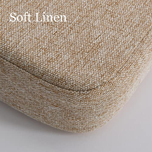 Eiury Kitchen Chair Cushion - 17"x16.5" Indoor Chair Pad with Ties for Dining Chairs - Non-Slip U-Shaped Rubber Back - Machine Washable Seat Cover - Beige