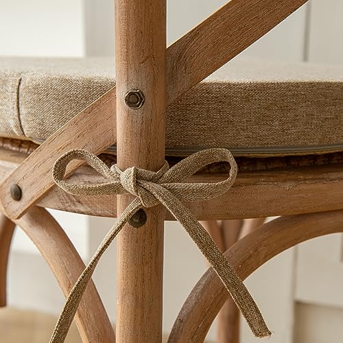 Eiury Kitchen Chair Cushion - 17"x16.5" Indoor Chair Pad with Ties for Dining Chairs - Non-Slip U-Shaped Rubber Back - Machine Washable Seat Cover - Beige