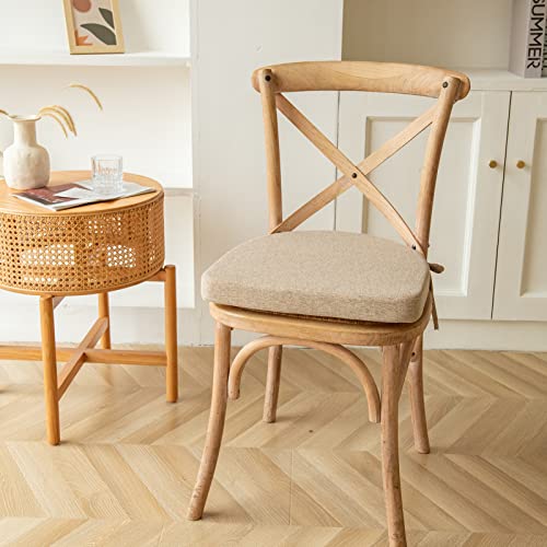 Eiury Kitchen Chair Cushion - 17"x16.5" Indoor Chair Pad with Ties for Dining Chairs - Non-Slip U-Shaped Rubber Back - Machine Washable Seat Cover - Beige