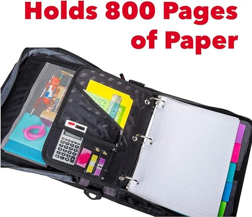 Case-it Dual 2.0, Zipper Binder, 2 Set of 2” D-Ring Dual, W/Removable File Folder Hold Down Pages, Front Flap Pocket, Laptop Storage, Pen Pockets,5 tab Removeable File Folder, Dual-301, Pink