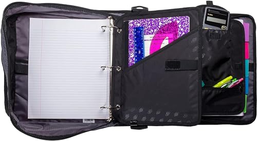Case-it Dual 2.0, Zipper Binder, 2 Set of 2” D-Ring Dual, W/Removable File Folder Hold Down Pages, Front Flap Pocket, Laptop Storage, Pen Pockets,5 tab Removeable File Folder, Dual-301, Pink