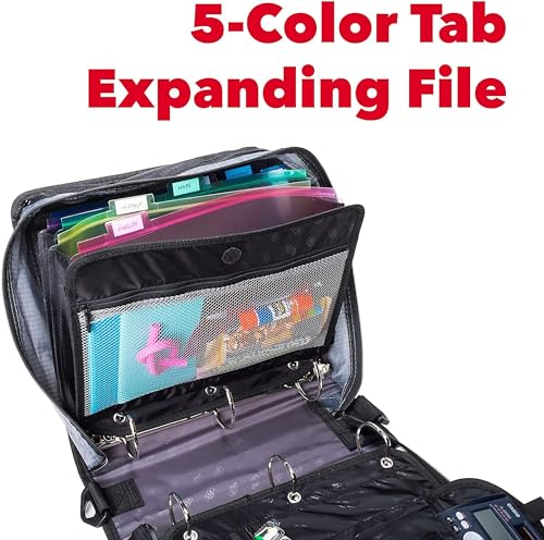 Case-it Dual 2.0, Zipper Binder, 2 Set of 2” D-Ring Dual, W/Removable File Folder Hold Down Pages, Front Flap Pocket, Laptop Storage, Pen Pockets,5 tab Removeable File Folder, Dual-301, Pink