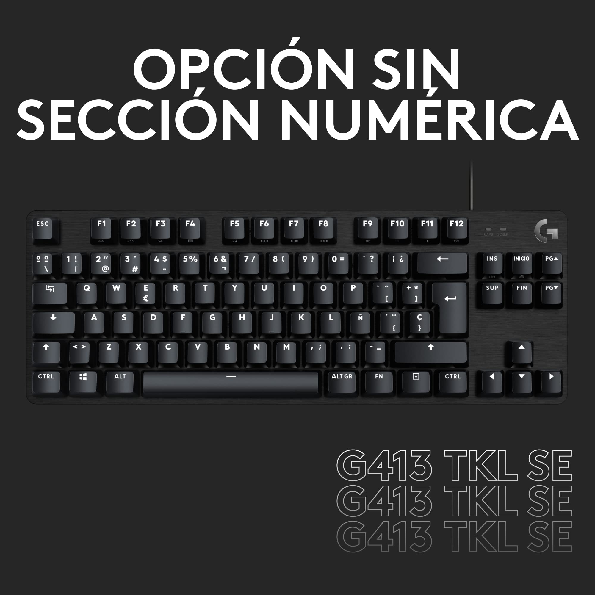 Logitech G413 SE Full-Size Mechanical Gaming Keyboard - Backlit Keyboard with Tactile Mechanical Switches, Anti-Ghosting, Compatible with Windows, macOS - Black Aluminum (Renewed)