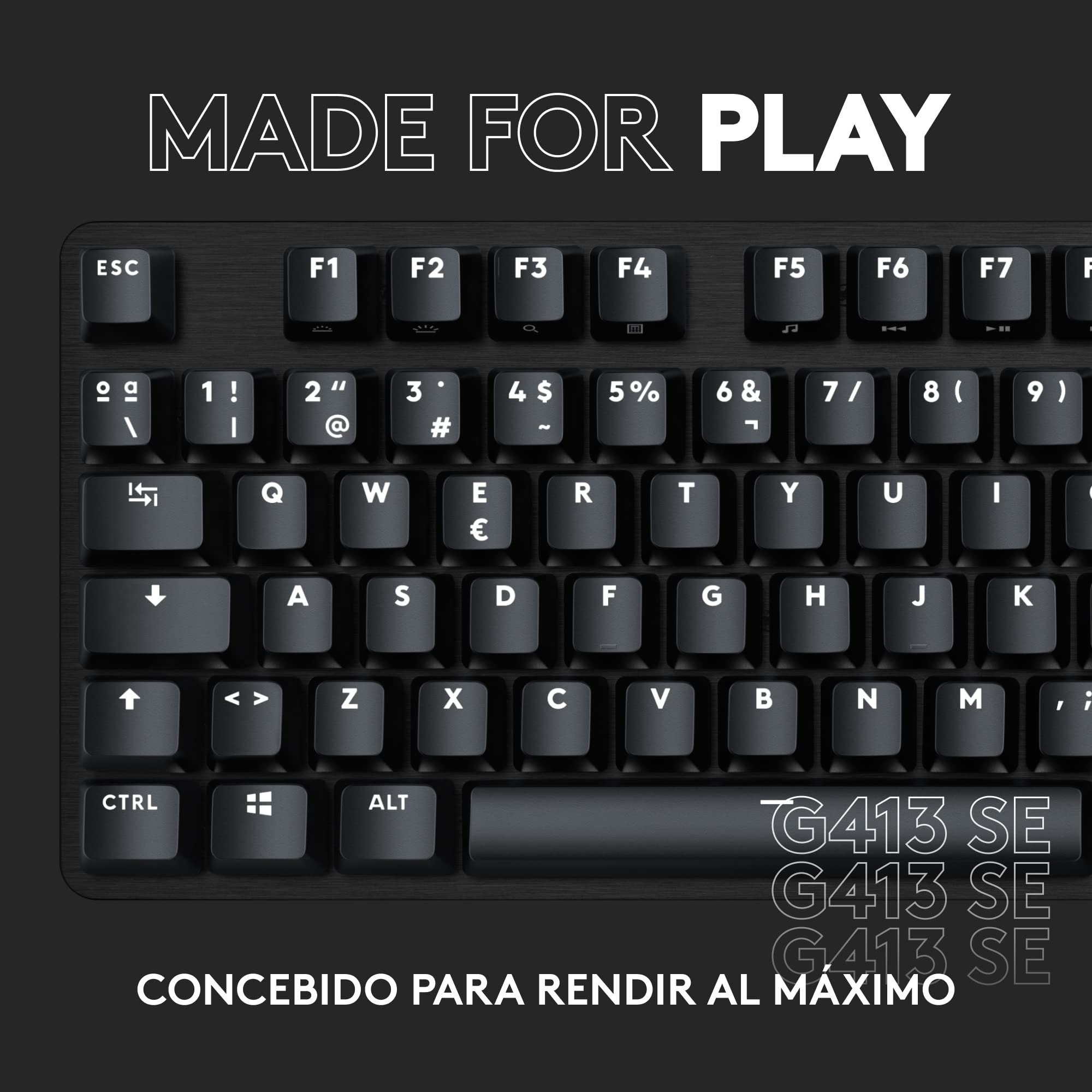 Logitech G413 SE Full-Size Mechanical Gaming Keyboard - Backlit Keyboard with Tactile Mechanical Switches, Anti-Ghosting, Compatible with Windows, macOS - Black Aluminum (Renewed)