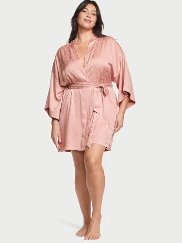 Victoria's Secret The Tour '23 Icon Satin Robe, Women's Lingerie, VS Monogram Details, Pink (XL/XXL)