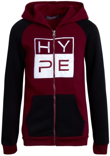 Coney Island Boys' Active Sweatsuit Set - 2 Piece Fleece Hoodie Sweatshirt and Jogger Pants (Size 8-12), Size 1012, Burgundy Hype
