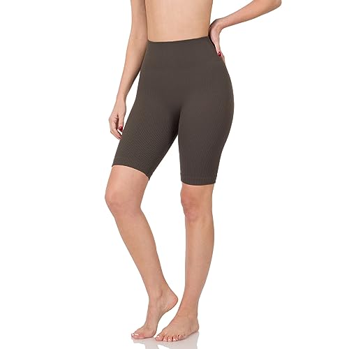 THE MATERIAL BRAND Ribbed Biker Shorts Large Grey