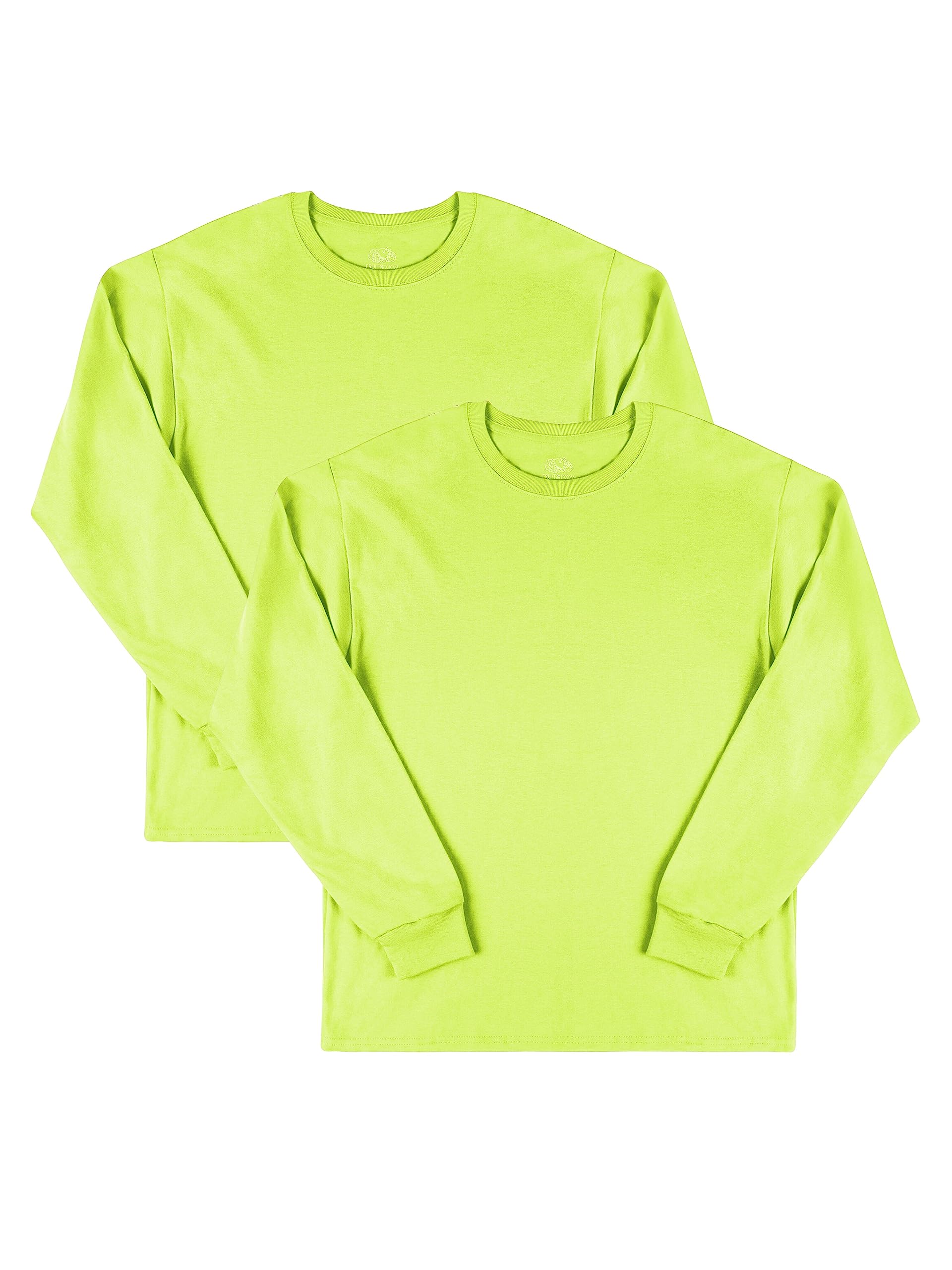 Fruit of the Loom Men's Eversoft Cotton T Shirts, Breathable & Moisture Wicking with Odor Control, Long Sleeve-Safety Green