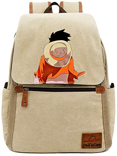 Roffatide Anime One Piece Backpack Cartoon Book Bag Casual Canvas Bag Laptop Back Pack