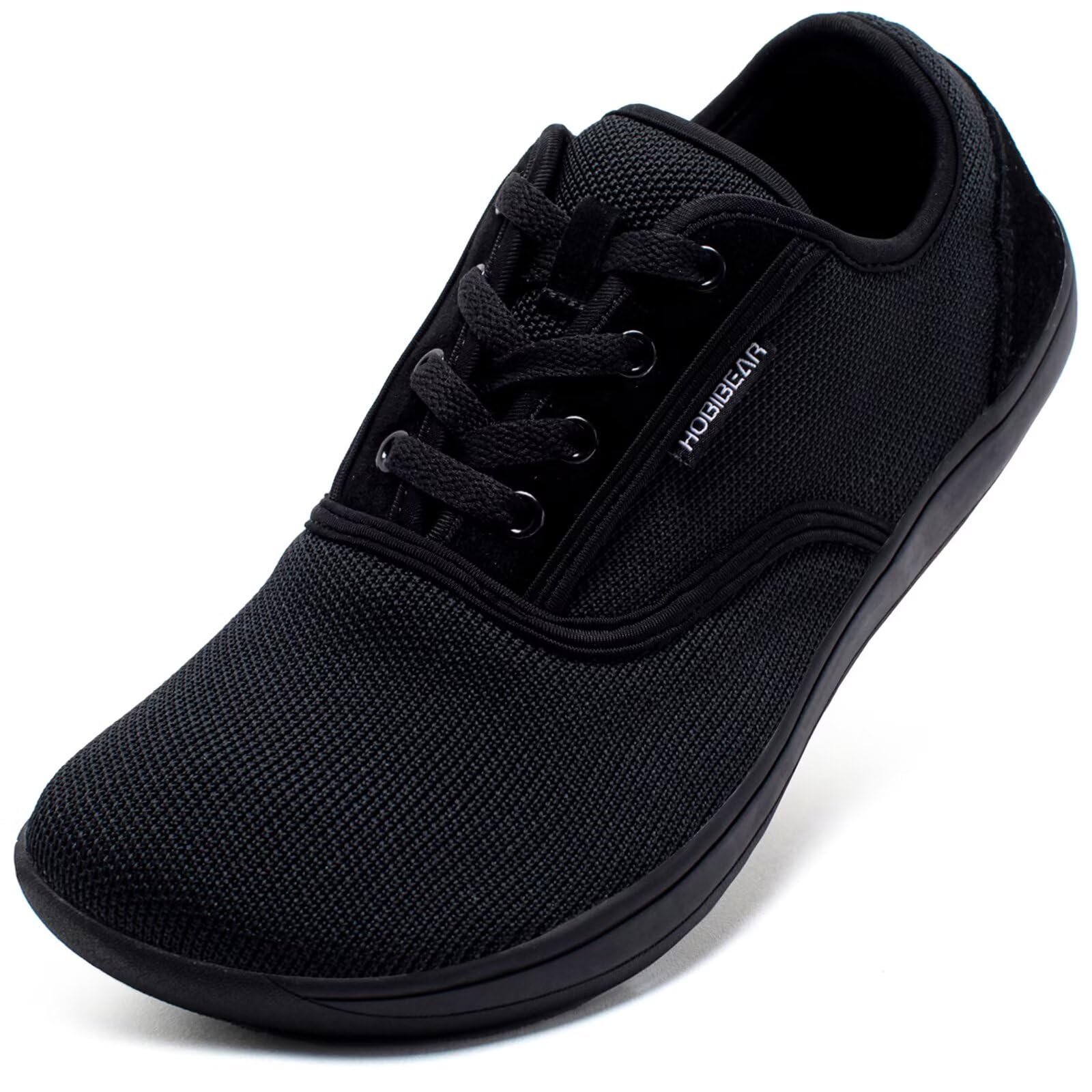 HOBIBEAR Wide-Toe-Box Barefoot Shoes for Mens Womens Minimalist Breathable Trail Running Walking Shoes Black 11.5 Wide Women/10.5 Wide Men