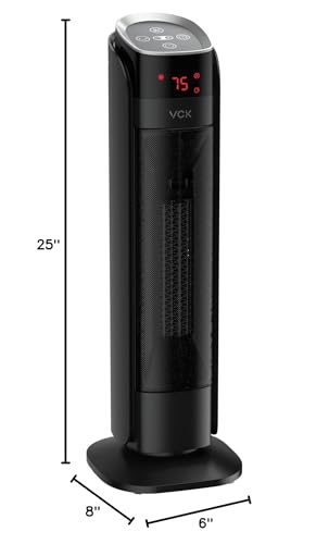 Space Heater,VCK 1500W 24" Portable Electric Heaters for Indoor Use,75° Oscillation,3 Modes,8H Timer, Quite PTC Ceramic Heating with Thermostat,Safety Protection,Remote for Office,Home Bedroom