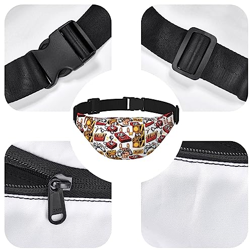 Vintage Arcade Old Game Controller Joysticks Fanny Pack Sling Bag Adjustable Waist Bag Crossbody Sling Backpack For Men Women Travel Hiking Cycling Running