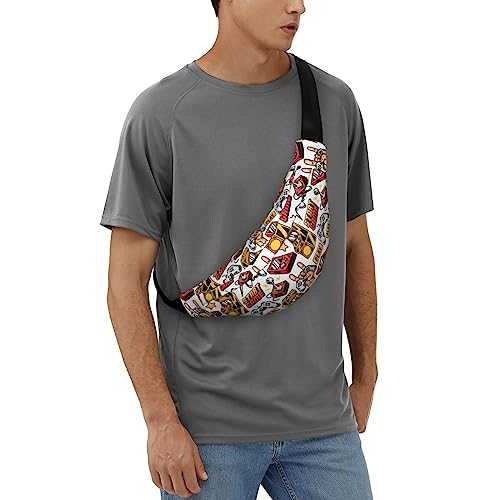 Vintage Arcade Old Game Controller Joysticks Fanny Pack Sling Bag Adjustable Waist Bag Crossbody Sling Backpack For Men Women Travel Hiking Cycling Running
