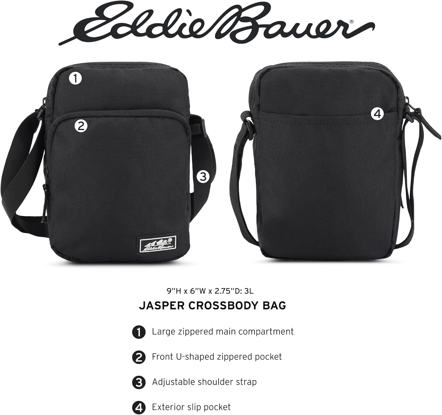 Eddie Bauer Jasper Crossbody Bag | Everyday Carry | Lightweight | Travel | Adjustable | 3L, Dark Plum, One Size