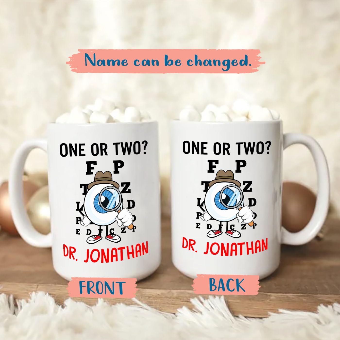 Personalized Eye Chart Alphabet Coffee Mug Gift With Eye Doctor Name, Customized Ophthalmologist Eye Doctor Ophthalmology Mug 11 Oz 15 Oz, Ophthalmologist White Coffee Cup Gift For Men Women Birthday