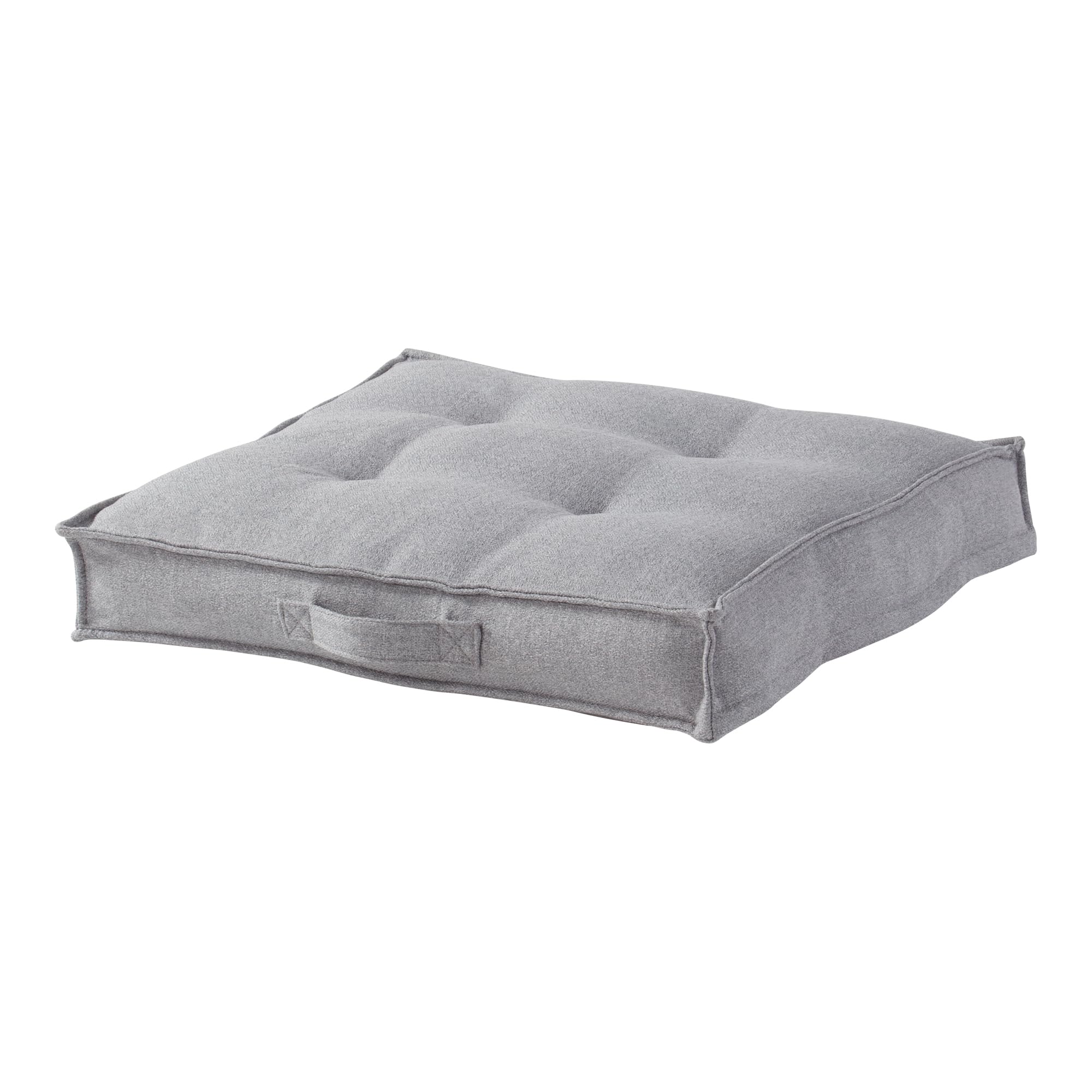 Happy Hounds Milo Square Tufted Pillow Dog Bed, Cement, Small (24" x 24"), 24.0" L x 24.0" W x 5.0" Th