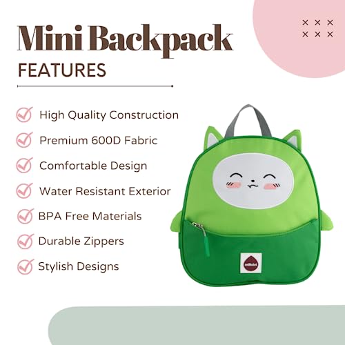 Milkdot Designer Mini Backpack, Perfect for Women, Men, Boys, Girls, Stylish for kids ages 3+ (Green)