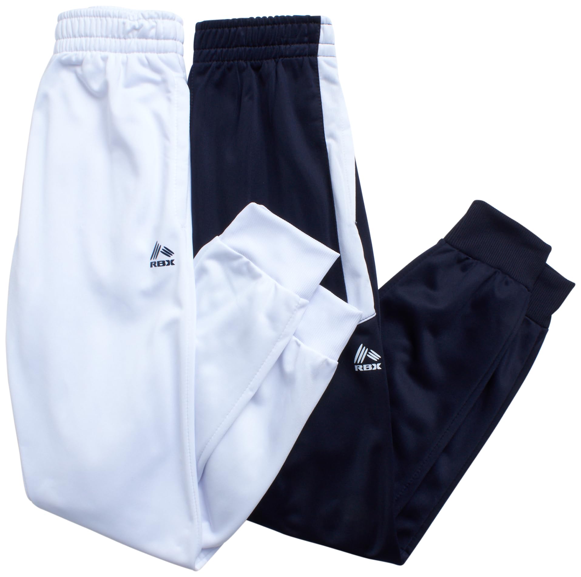 RBX Boys Sweatpants - 2 Pack Stretch Performance Tricot Activewear Boys Joggers Athletic Pants with Side Pockets (Size: 4-20), Size 14-16, Navy White